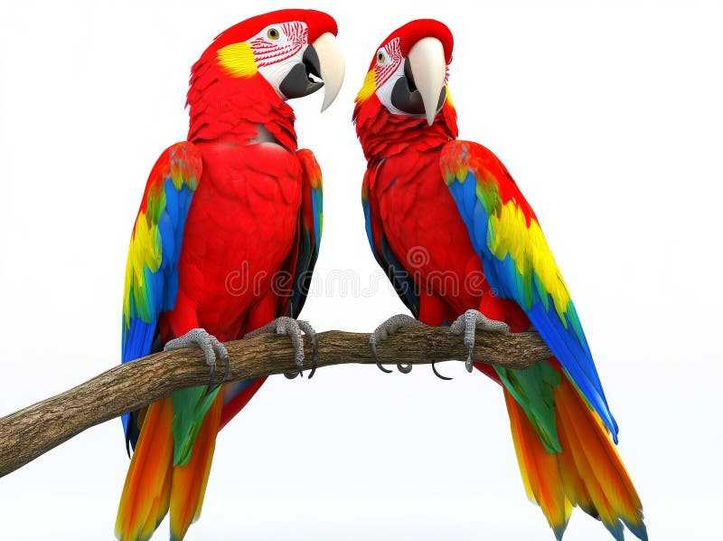 An Illustration Features Three Parrots in Various Colors Sitting on a ...