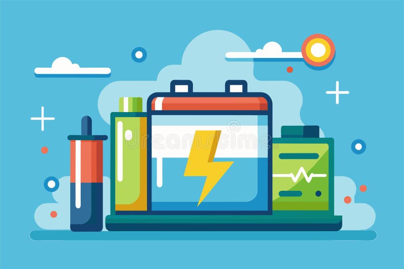 This Illustration Features Various Batteries, Highlighting Enhanced ...