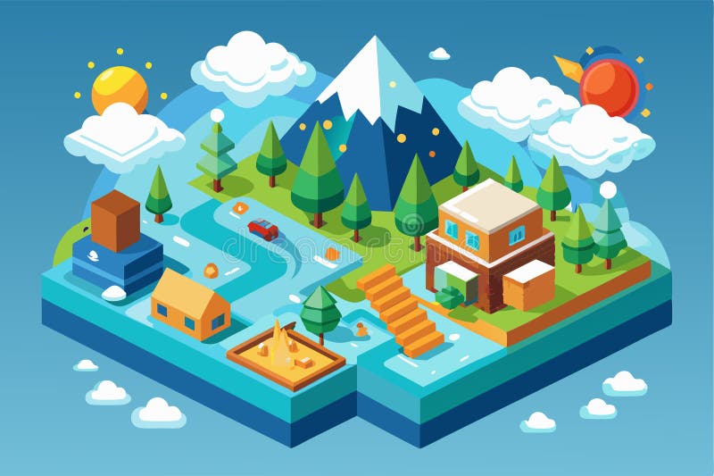 Isometric Vector Trees Elements Landscape Stock Illustrations – 519 ...