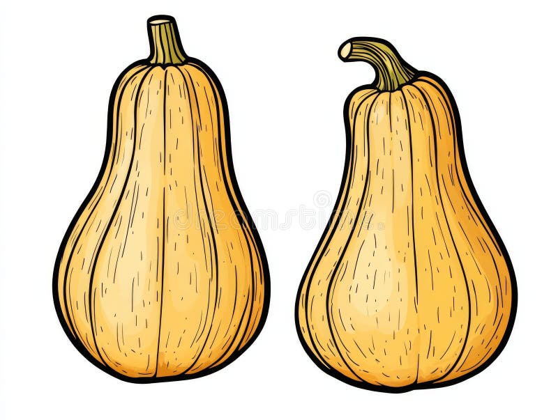 This Illustration Features a Yellow Cartoon of Butternut Squash on a ...