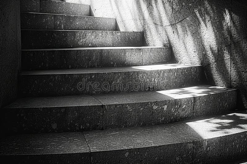 Featuring a Abstract Black and White Photo of Stairs, Shadows and Light ...