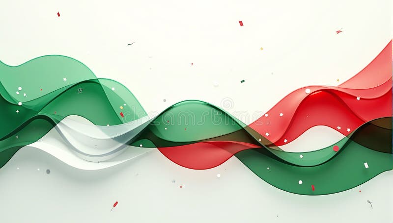 An Illustration Featuring Abstract Green, White, and Red Flag Waves ...