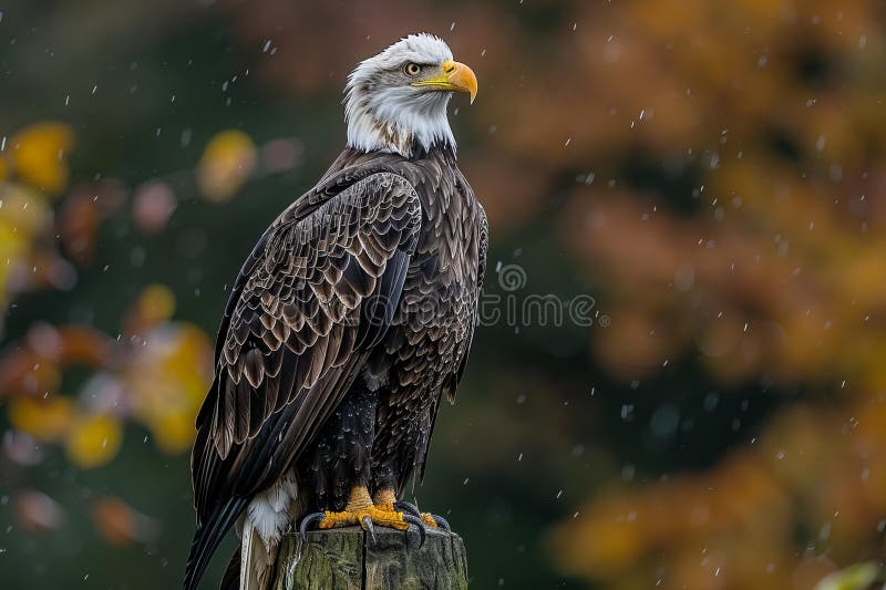 Featuring a Bald Eagle on Top of a Wooden Post, High Quality, High ...