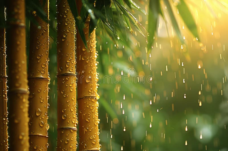 Featuring a Bamboo Rain Drops on the Bamboos, High Quality, High ...