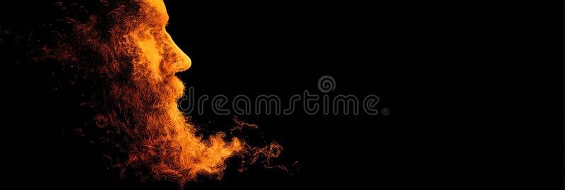 Glowing Flame Beard Illustration Against Black Background Showcasing a ...