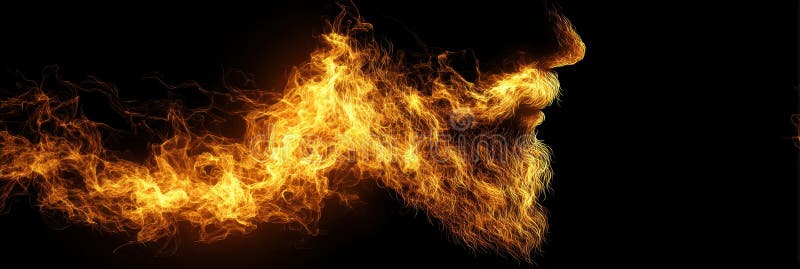 Glowing Flame Beard Illustration on Black Background Depicting a ...