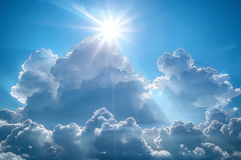 Featuring a Beautiful White Clouds in the Blue Sky with Rays of ...