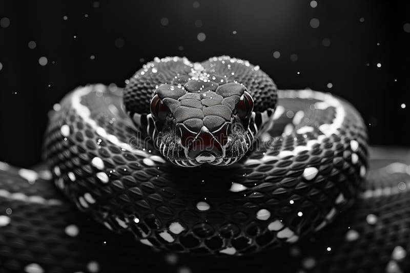 Featuring a Black and White Image of a Snake, High Quality, High ...