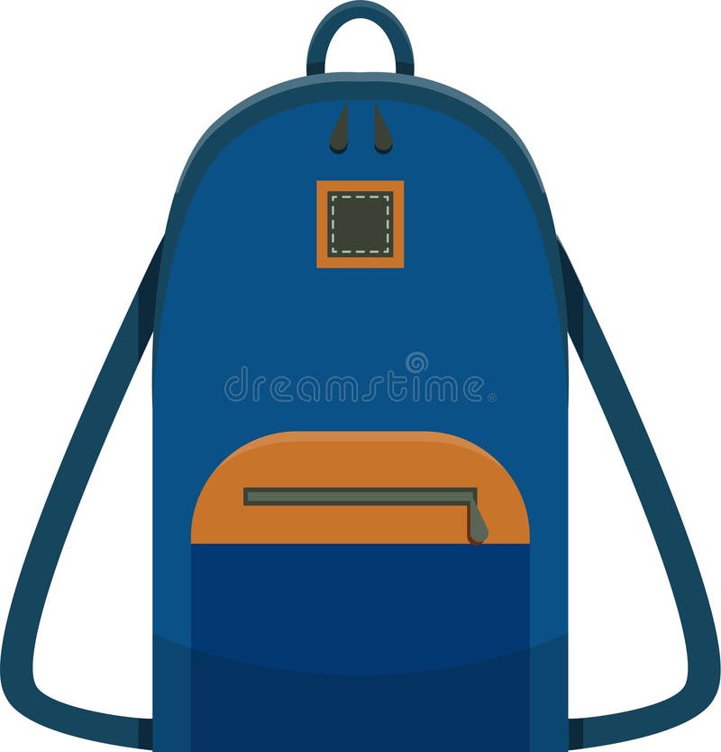 Illustration Featuring A Blue Backpack Standing Up Showcasing Its Front Pocket And Straps
