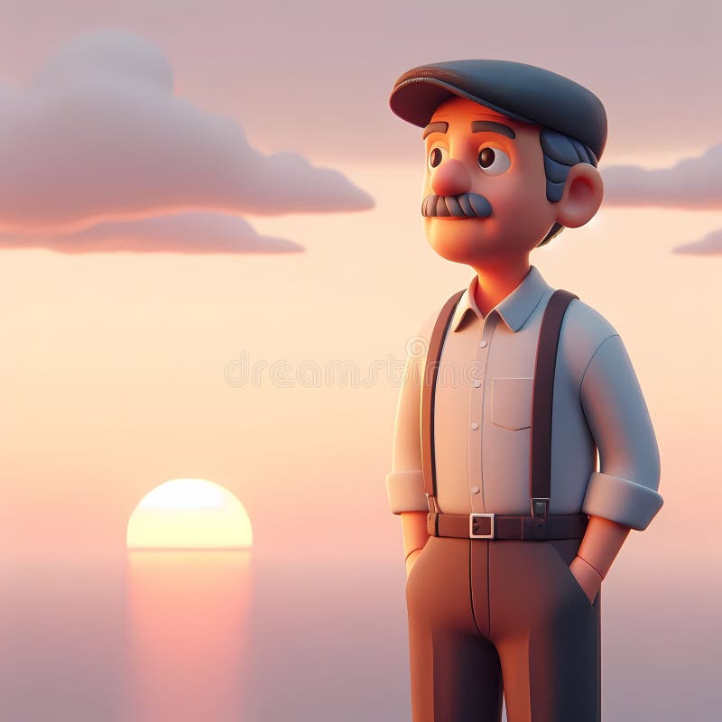 Evening Light Observer stock illustration. Illustration of harmonious ...