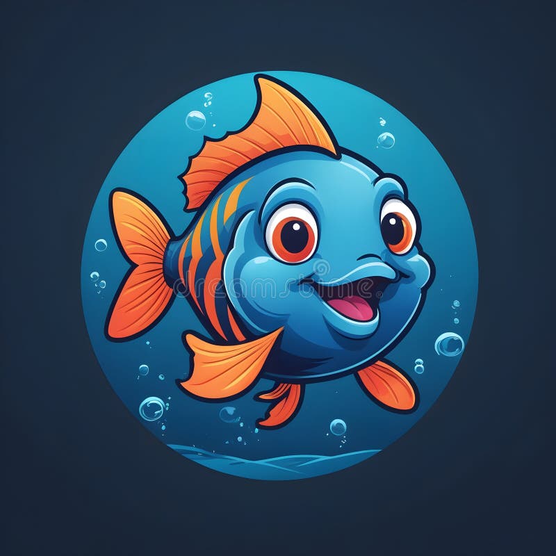 Illustration Featuring Cheerful Cartoon Fish Swimming in the Deep Blue ...