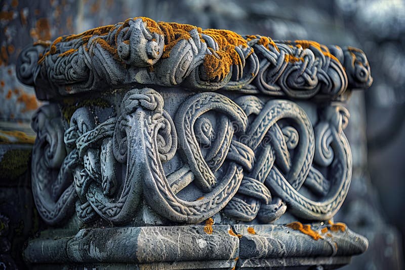 Featuring a Closeup of Viking Sculpture Designs on the Side Panels ...