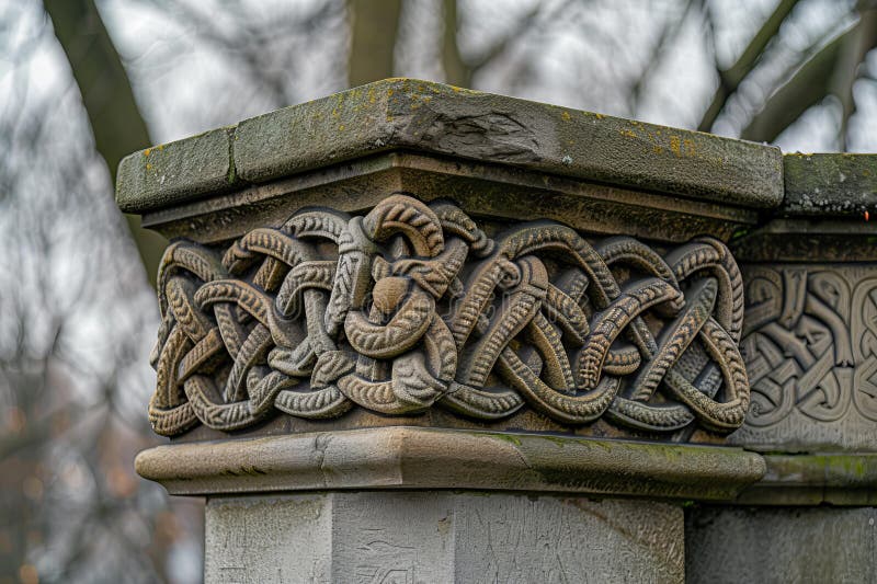 Featuring a Closeup of Viking Sculpture Designs on the Side Panels ...