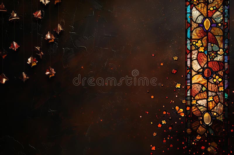 Featuring a Dark Brown Background with Small Hanging Objects on the ...