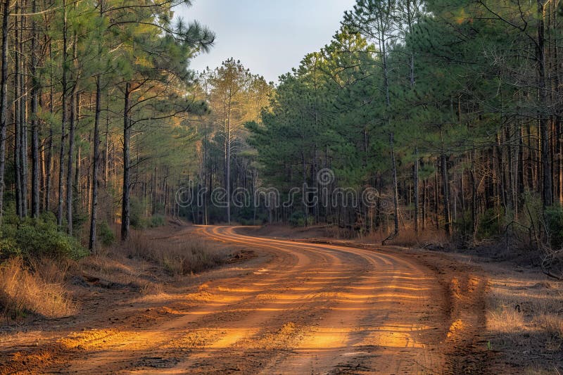 Featuring a Dirt Road in the Pine Forest of Louisiana, High Quality ...