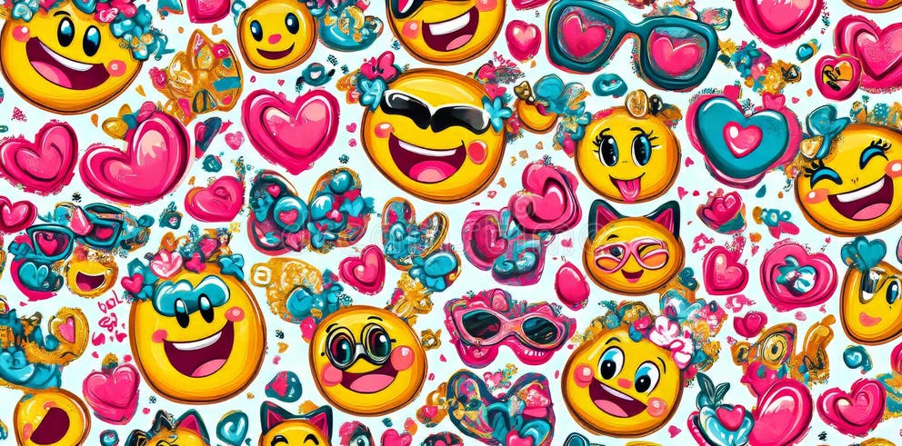 An Illustration Featuring a Diverse Array of Colorful Happy Faces in a ...