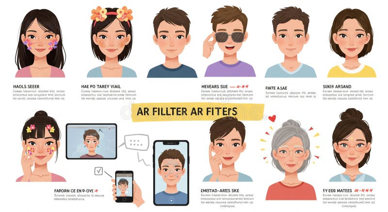 Illustration Featuring Diverse Digital Avatars Applying Augmented ...