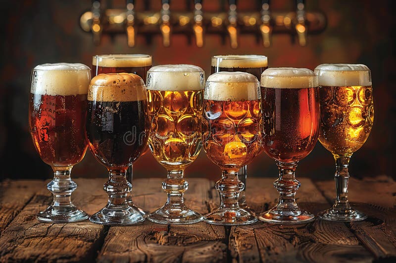 Featuring a Each Glass Contains a Different Type of Beer, High Quality ...