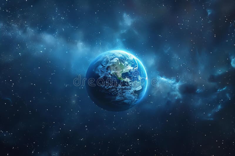 Featuring a the Earth Floating in Space, Stars, Blue Tones, Background ...