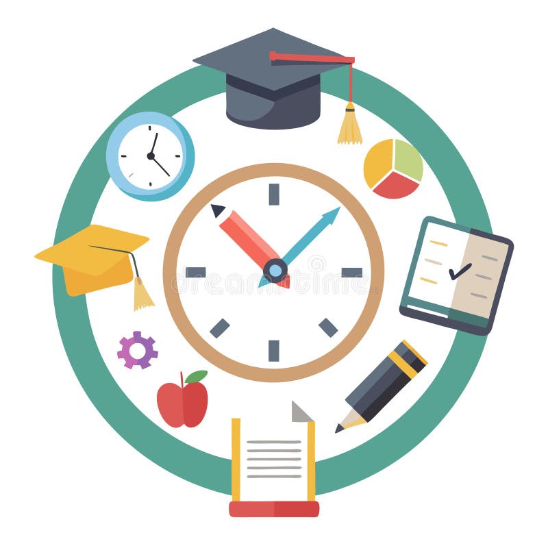 Education Planning Illustration: Time Management, Academic Goals, and ...