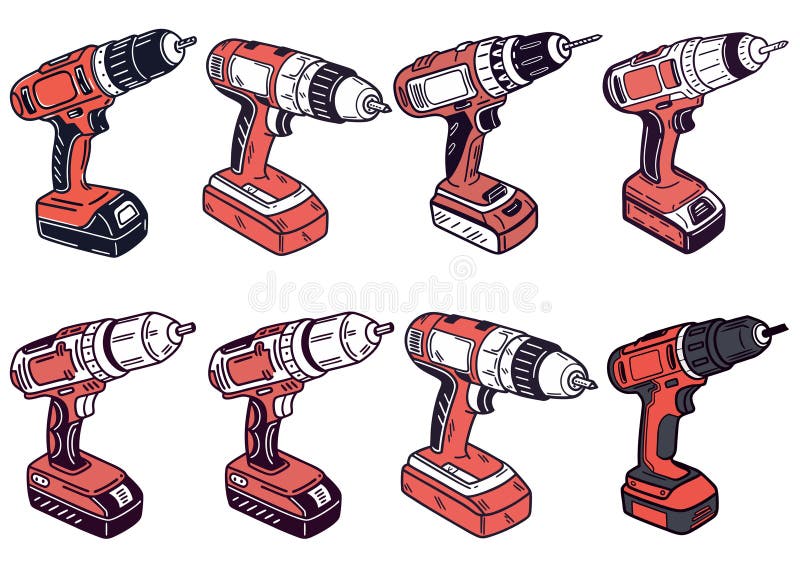 Electric Drill Vector Set Collection Designs Stock Vector ...