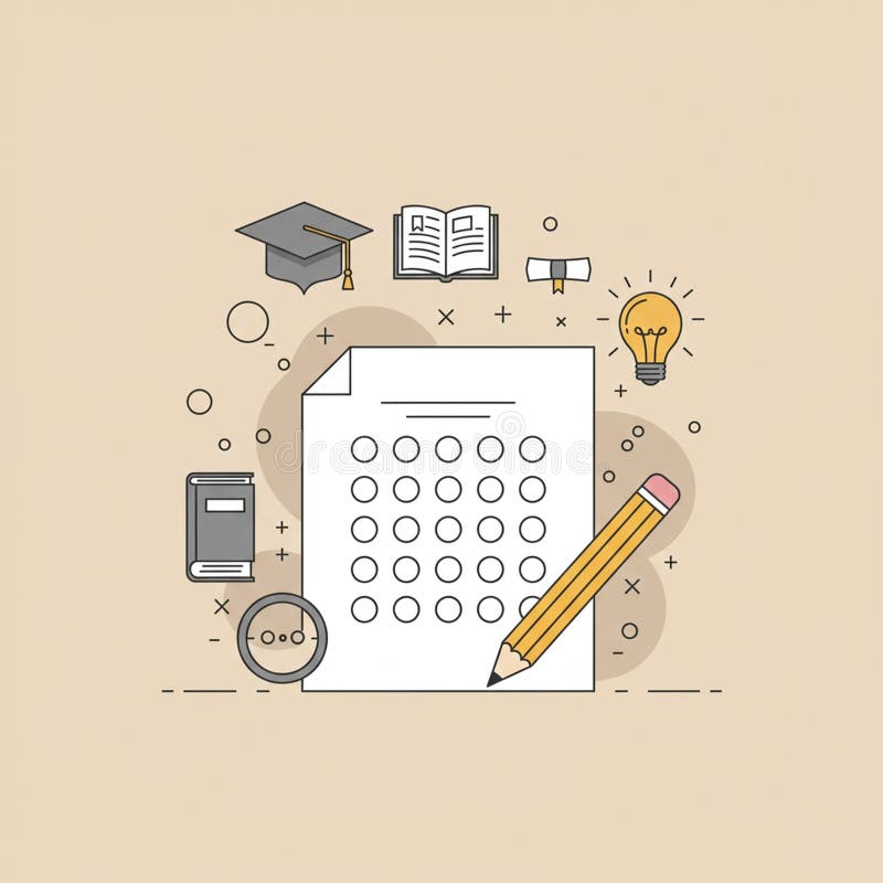 Illustration Featuring an Exam Answer Sheet with Rows of Circles ...