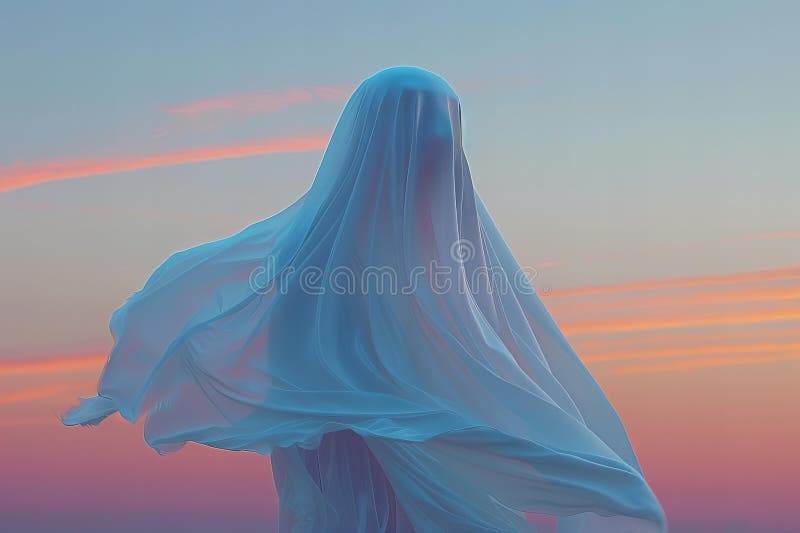 Featuring a Floating White Sheet Ghost in the Sky, Minimal Background ...