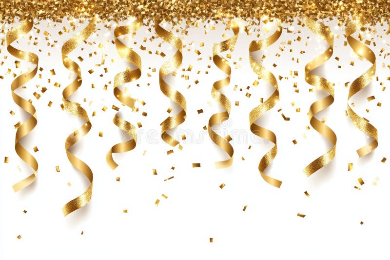 Illustration Featuring Golden Confetti on a Clear Backdrop and ...