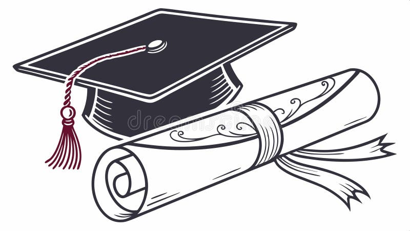 Graduation Cap and Rolled Diploma Certificate Illustration Vector ...