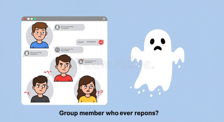 Illustration Featuring a Group Chat Interface with Four Cartoon ...