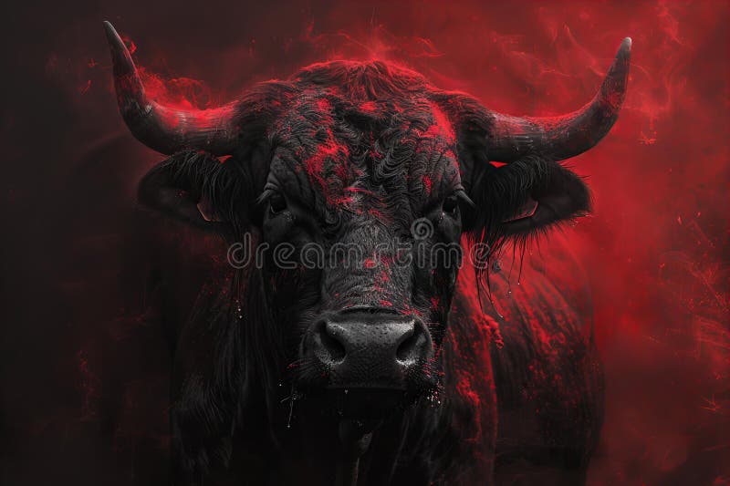Featuring a Head of a Black Bull in Dark Light, High Quality, High ...