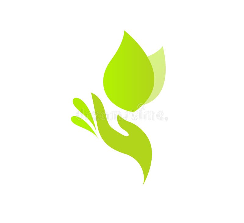 Think Green Human Hand on Leaf. Stock Vector - Illustration of artistic ...