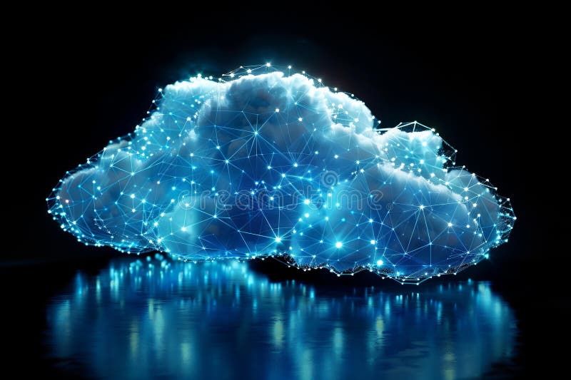 Featuring a Ing of Clouds Made from Glowing Blue Digital Connections on ...