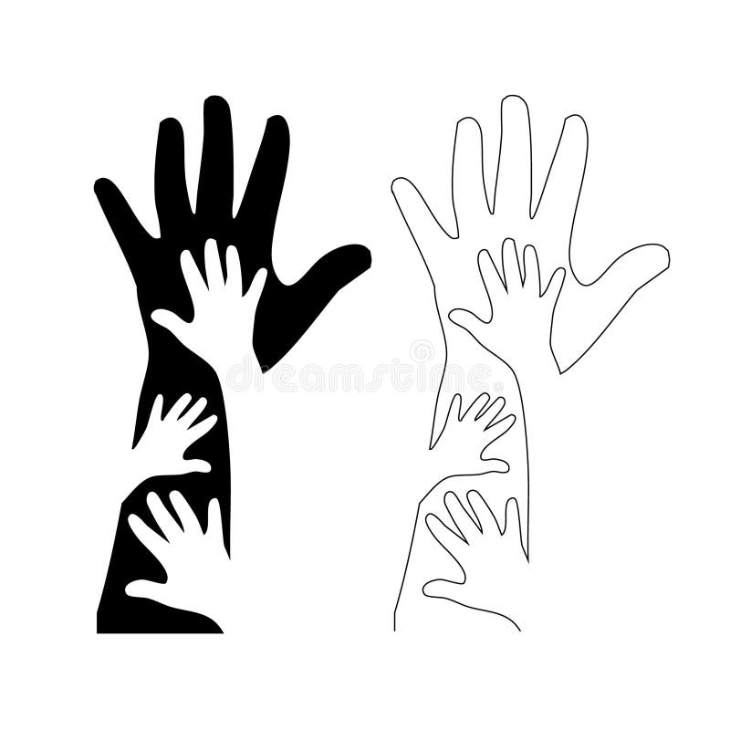 Solid and Outline Hands Symbolizing Support and Unity Stock ...