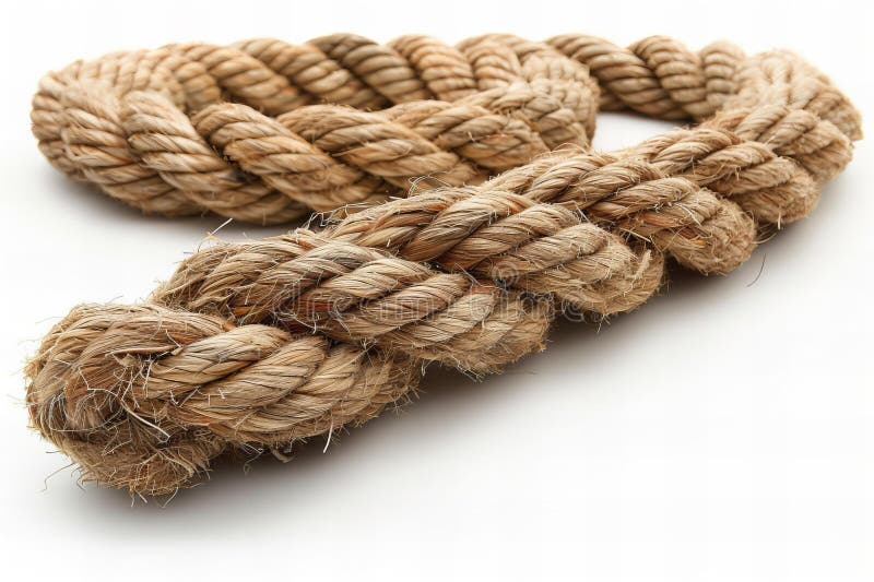 Featuring a Long, Straight Piece of Brown Rope Isolated on White ...