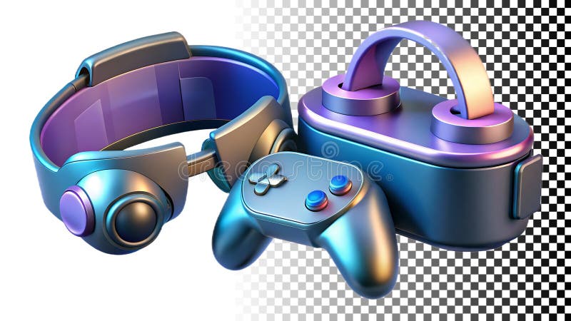 Gaming Setup with VR Headset, Modern Video Game Accessories Png ...