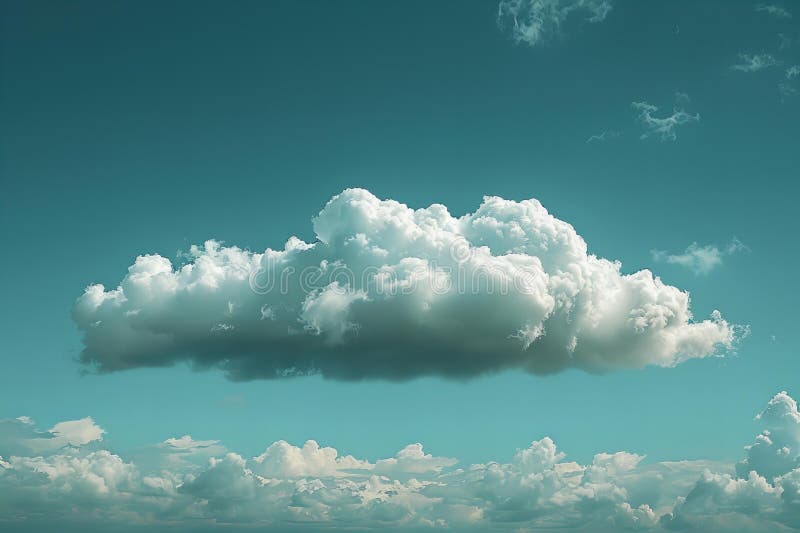 Featuring a One White Cloud Floating in the Sky, Simple Blue Background ...