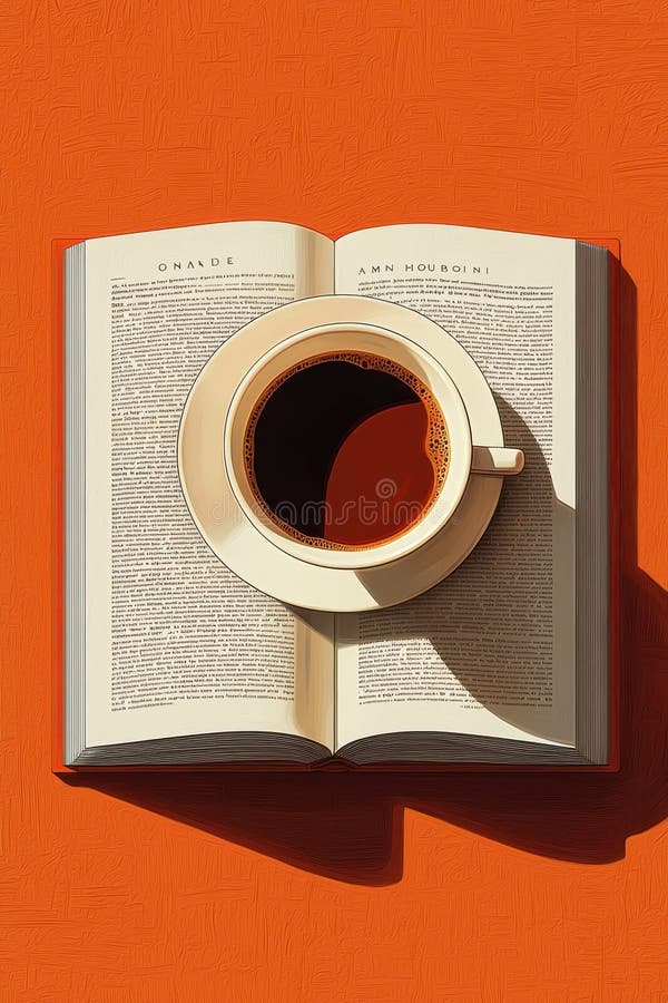 Open Book Coffee Cup Orange Colored Background Stock Photos - Free ...