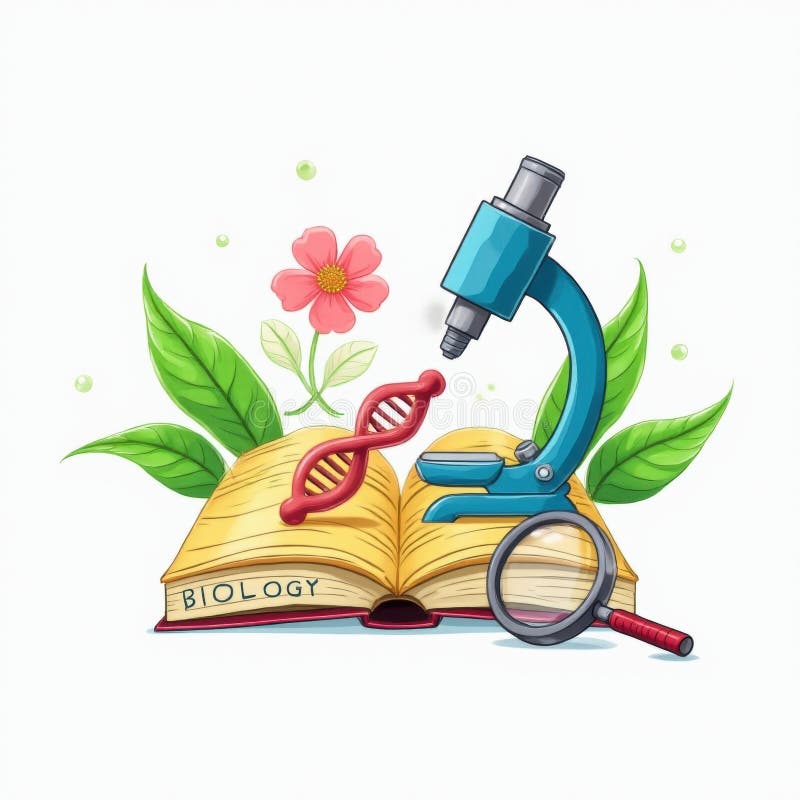 Biology Book with Equipment Generative AI Stock Illustration ...