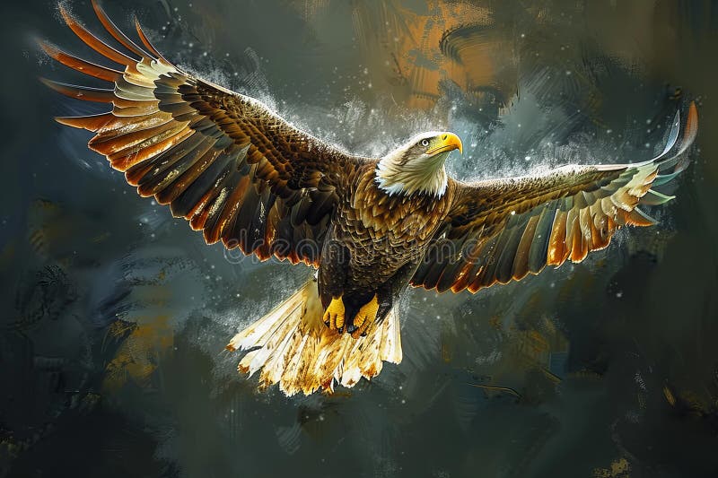 Featuring a Painting of a Brown Bald Eagle in Flight, High Quality, High Resolution Stock ...