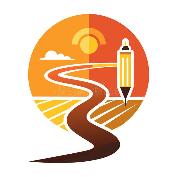 Creative Journey: Pencil, Path, and Landscape Illustration for Design ...