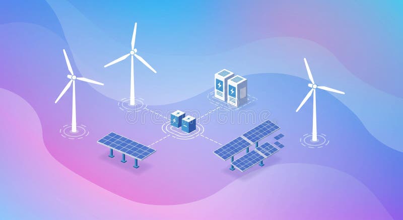Illustration Featuring Renewable Energy Elements Including Three Wind ...
