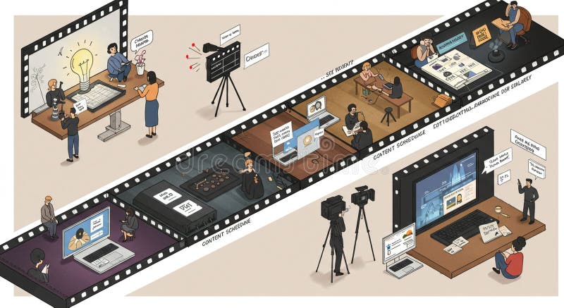 An Illustration Featuring a Sequence of Scenes Presented As Film Strips ...