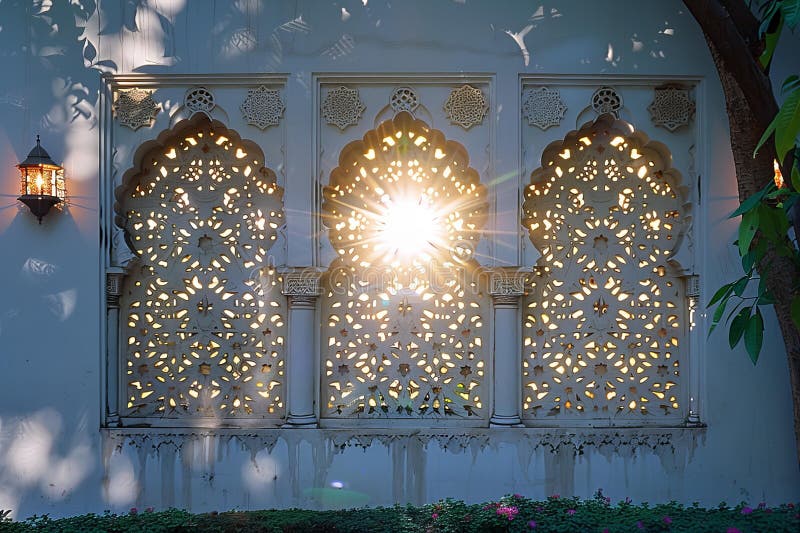 Featuring a Shadow of the Arabesque Pattern on a White Wall, High ...