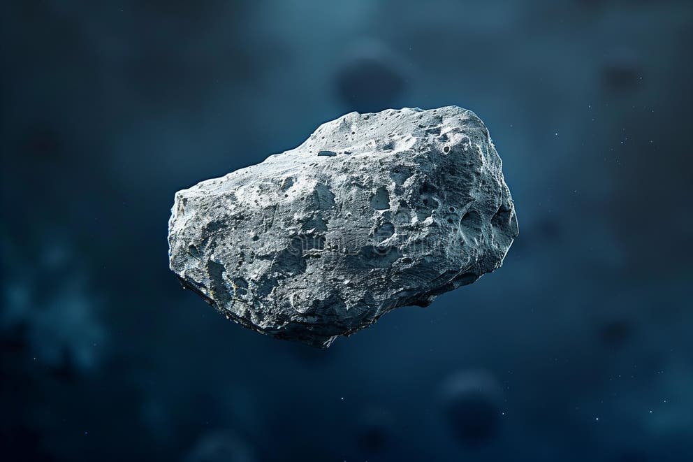 Featuring a Small Asteroid Floating in Space, with Realistic Textures and Lighting Effects. the ...
