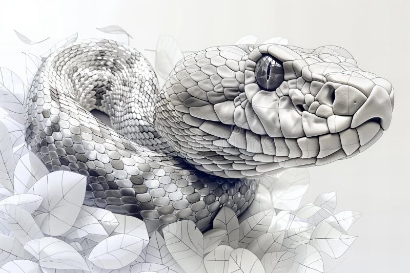 Featuring a Snake Drawn with a Grid Line Style, High Quality, High ...
