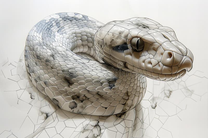 Featuring a Snake Drawn with a Grid Line Style, High Quality, High ...