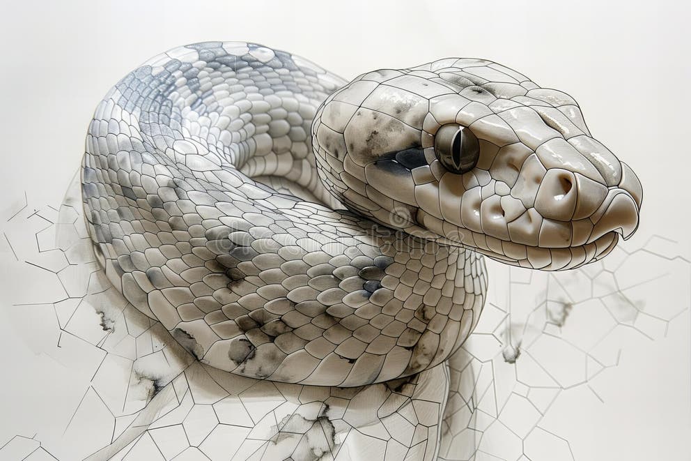 Featuring a Snake Drawn with a Grid Line Style, High Quality, High ...