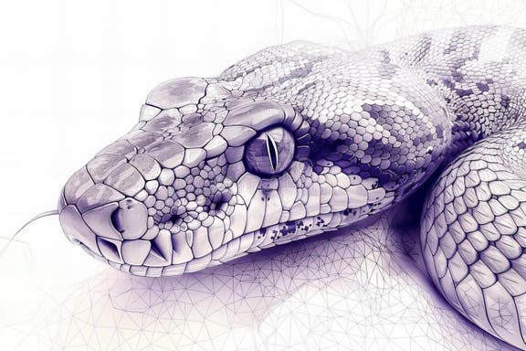Featuring a Snake Drawn with a Grid Line Style, High Quality, High ...