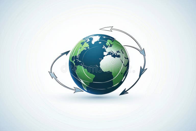 Earth Globe Illustration with Arrows Symbolizing Global Movement and ...